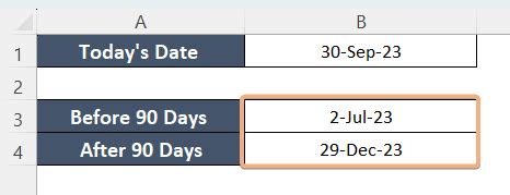 How To Calculate 90 Days Before After A Specific Date In Excel