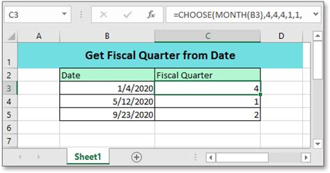 Excel Formula Get Fiscal Quarter From Date
