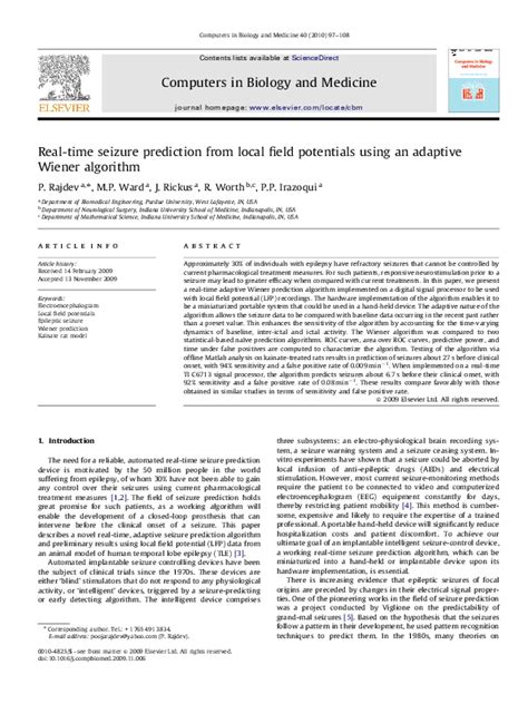 Pdf Real Time Seizure Prediction From Local Field Potentials Using An