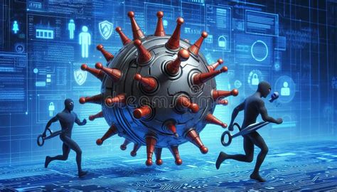 Conceptual Illustration Of Digital Virus And Malware Threats Stock