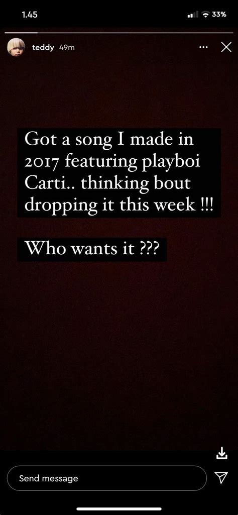 Rapper Teddy Posted This On His Story You Guys Think Its Cap Or Not