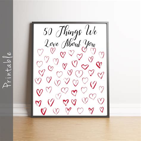 50 Things We Love About You Printable 50th Birthday T Instant