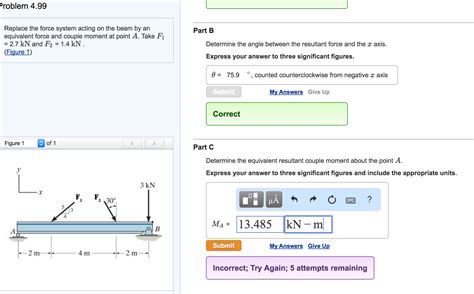 Solved Replace The Force System Acting On The Beam By An