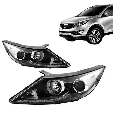 Farol Sportage 2011 2012 2013 2014 2015 Foco Duplo Máscara Negra Led