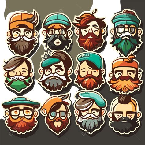 Man With Beard Stickers Collection Clipart Vector Beard Styles Beard