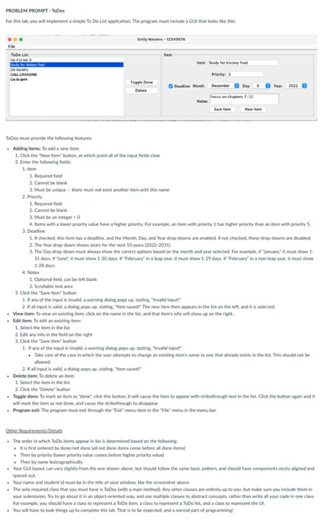 Solved PROBLEM PROMPT ToDos For This Lab You Will Chegg