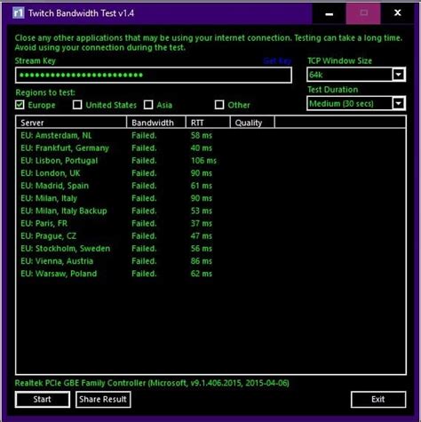 Twitchtest Failing To Get A Bandwidth Reading On Any Server Massive