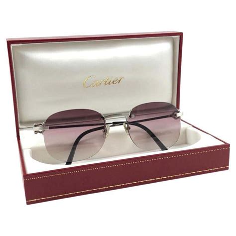 New Vintage Cartier Rimless Brushed Platine Gradient Lens France