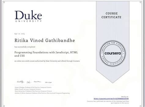 Ritika Gathibandhe On Linkedin Javascript Css Coursera