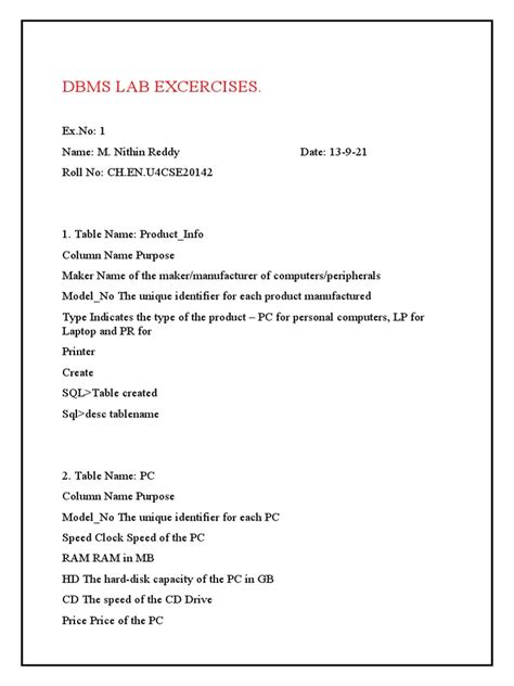 Dbms Lab 1234 Pdf Computer Hardware Data Management Software
