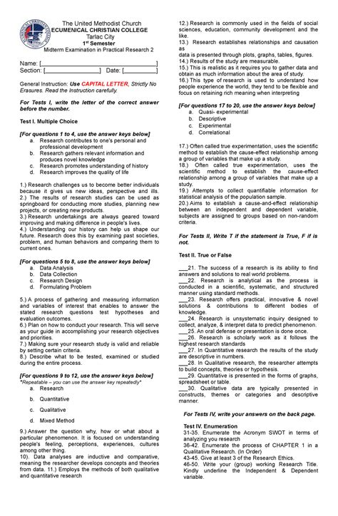 Midterm Pr2 Lesson Plan The United Methodist Church Ecumenical Christian College Tarlac