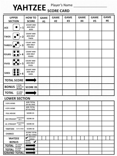Swedish Yahtzee Score Card Yahtzee Score Sheets