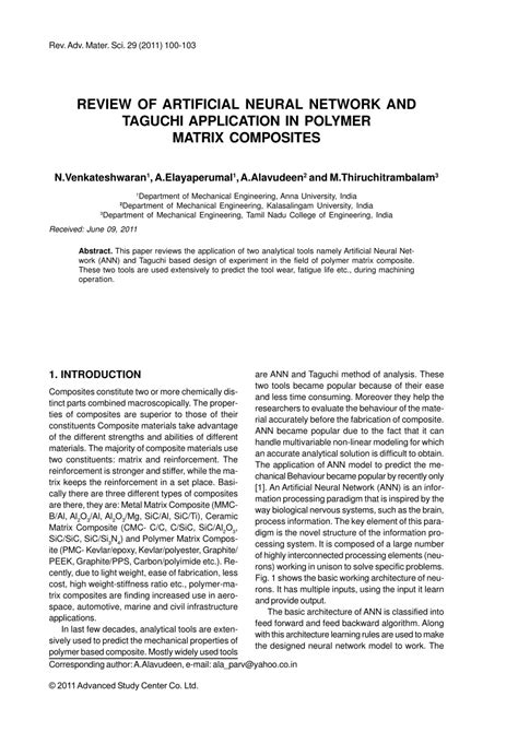 Pdf Review Of Artificial Neural Network And Taguchi Application In