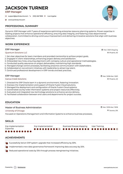 10 Erp Manager Resume Samples And Templates For 2025