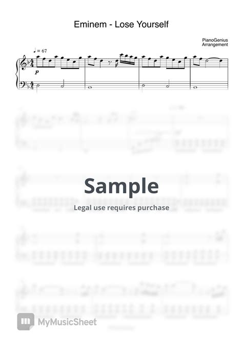 Eminem Lose Yourself Easy Sheets By Pianogenius