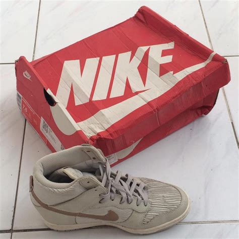 Nike Women Dunk Sky Hi Grey With Gold Logo Original Authentic 100