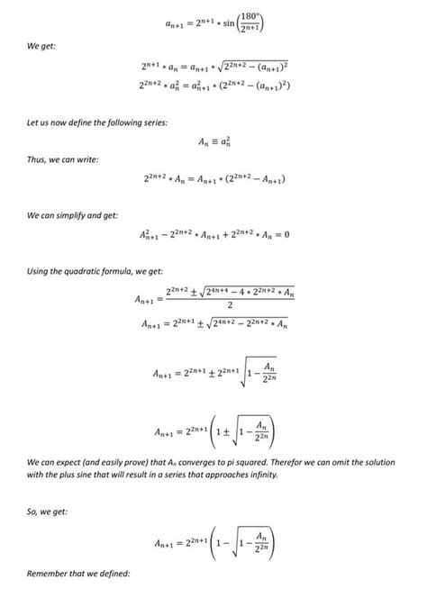 A Nice Formula For Pi With A Simple Derivation R Mathematics