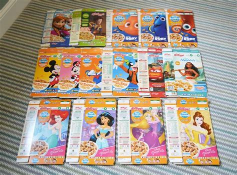 15 X Disney Kelloggs Cereal Boxes ~ Collection Of Used Empty And