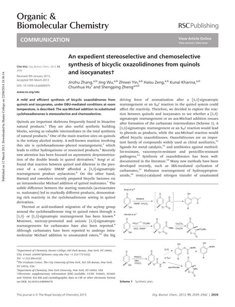 Pdf Cheminform Abstract An Expedient Stereoselective And