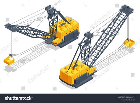 Isometric Dragline Excavators Dragline Excavator Heavy Stock Vector
