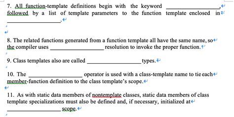 Solved All Function Template Definitions Begin With The Chegg