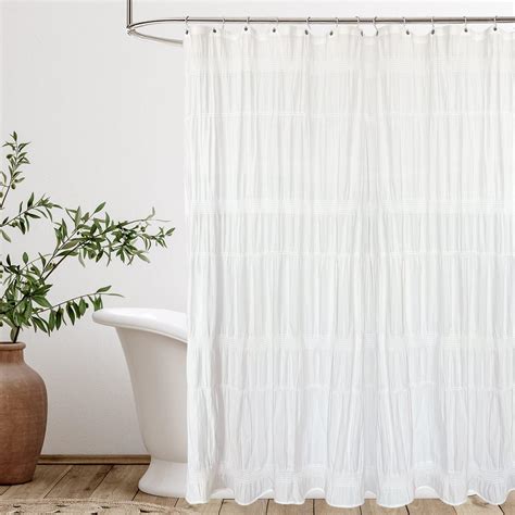 Hermosa Collection White Waffle Shower Curtain Luxury Hotel