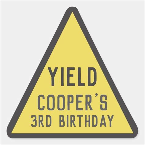 Under Construction Yield Sign Any Age Birthday Triangle Sticker