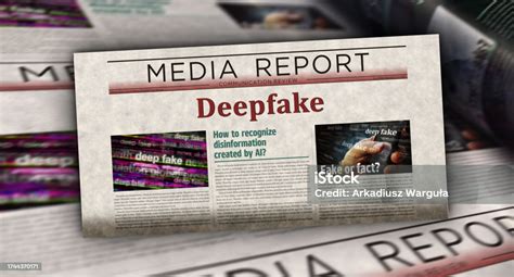 Deepfake Ai Disinformation Fake News Newspaper Printing Media Stock