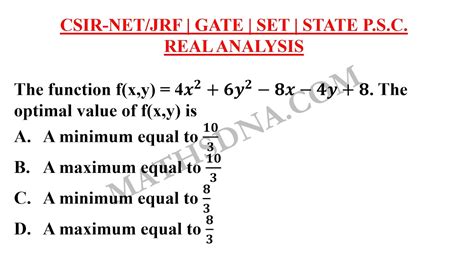 Csir Netjrf Gate Set State Psc Real Analysis Function Maximum And Minimum Youtube