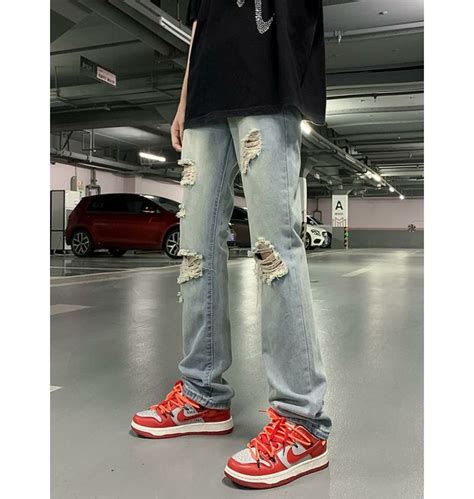 힙합청바지 통큰 데일리룩 패션 코디 바지 루즈핏 와이드 페인팅 디스트로이드 스트릿 오버핏 퀄리티 뚱뚱한남자 티몬