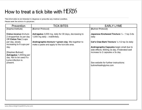 Printable Tick Treatment Guidelines • Abounding In Hope With Lyme