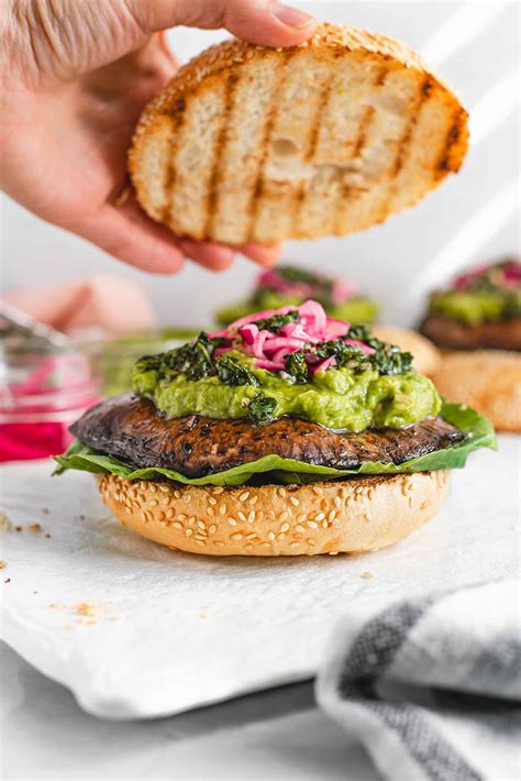 Quick Portobello Mushroom Burger With Avocado • Tasty Thrifty Timely