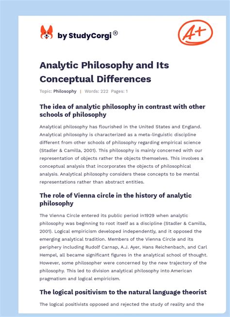Analytic Philosophy And Its Conceptual Differences Free Essay Example
