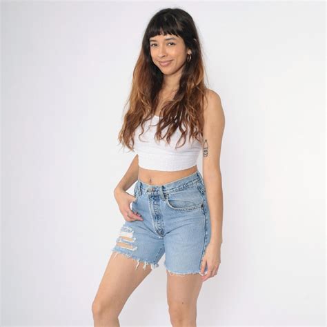 Vintage Lucky Brand Cutoffs Y2k Ripped Denim Shorts Cutoff Shorts Blue