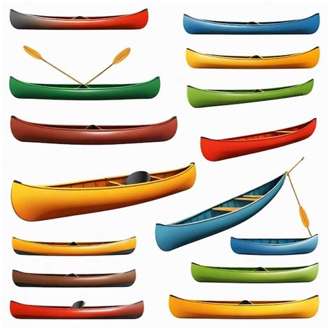 Premium Vector Canoe Vector Set White Background Isolated