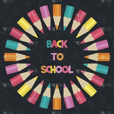 回到学校，彩色铅笔海报模板