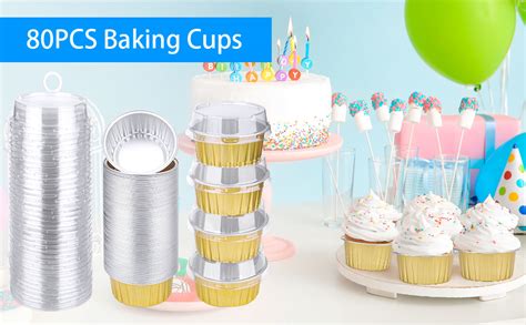 80pcs Gold Aluminium Foil Cupcake Liners Disposable