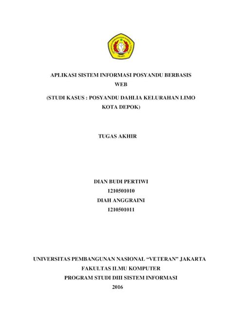 pdf aplikasi sistem informasi posyandu berbasis web …repository upnvj