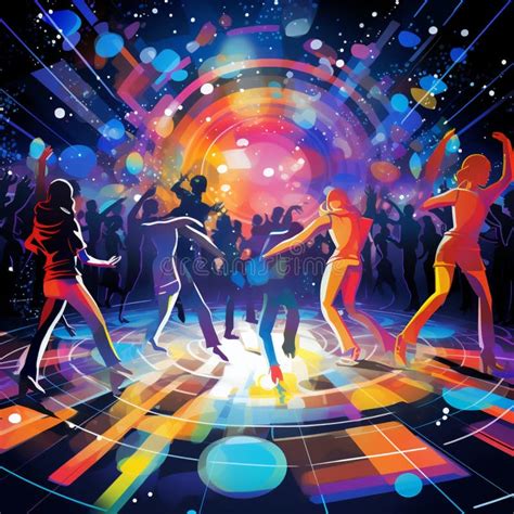 Vibrant And Dynamic Dance Floor With Energetic People Dancing Stock