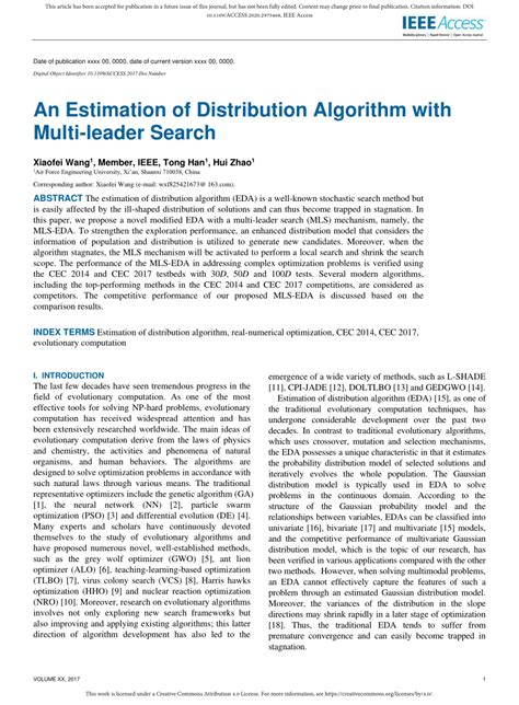 PDF An Estimation Of Distribution Algorithm With Multi Leader Search