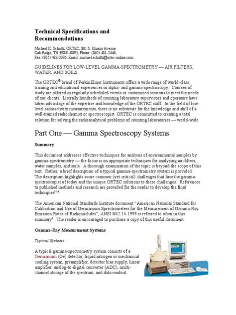 Part One Gamma Spectroscopy Systems Technical Specifications And Recommendations Pdf Gamma