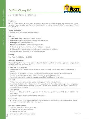 Dr Fixit Cipoxy 16d Packaging Size 10kg At Best Price In Bengaluru Id 26490868488