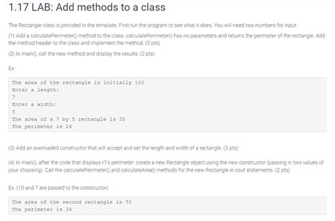 Solved Lab Add Methods To A Class C The Rectangle Chegg