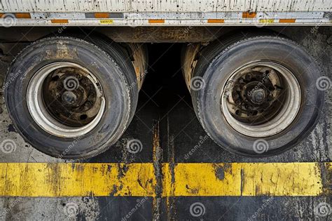A Car Is Situated On The Inspection Pit In An Auto Repair Shop Rear Angle Of A Truck Stock