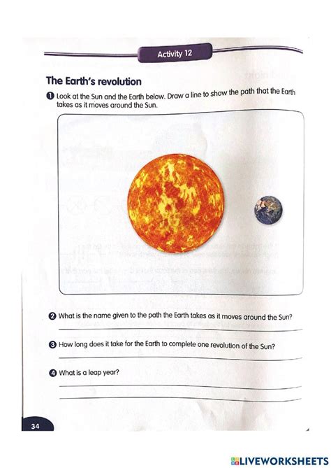 Earth Revolve Worksheet Live Worksheets