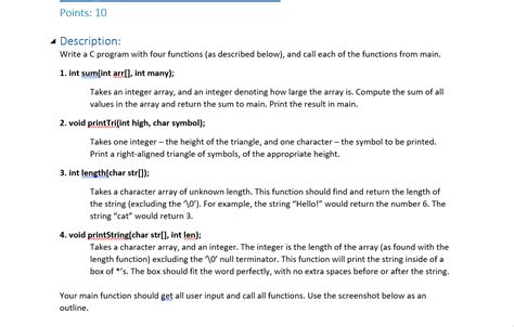 Solved Description Write A C Program With Four Functions Chegg Com