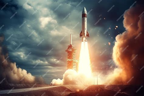 Premium Ai Image Space Wallpaper Rocket Launch Explosion With Fire