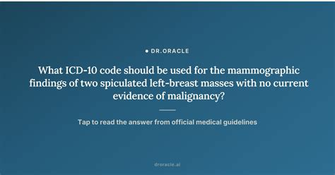 What Icd‑10 Code Should Be Used For The Mammographic Findings Of Two