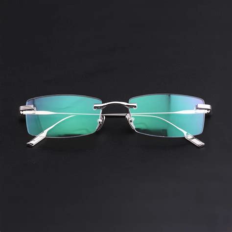 Business 925 Silver Glasses Frames Genuine Sterling Pure Silver Mineral Eyeglasses Rimless