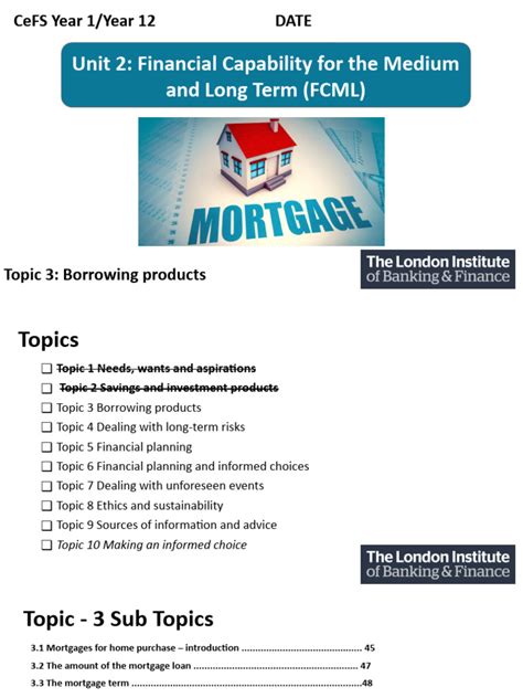 Lesson Notes Topic3 Borrowing Mortgages Download Free Pdf